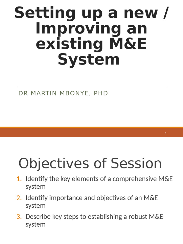Topic 6 - Setting Up - Strengthening An M&E Systems-1 | PDF | Evaluation | Capacity Building