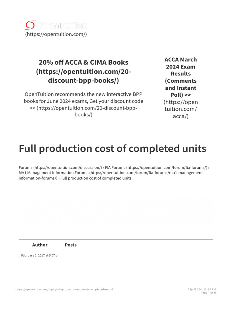 Full Production Cost of Completed Units | PDF | Accounting
