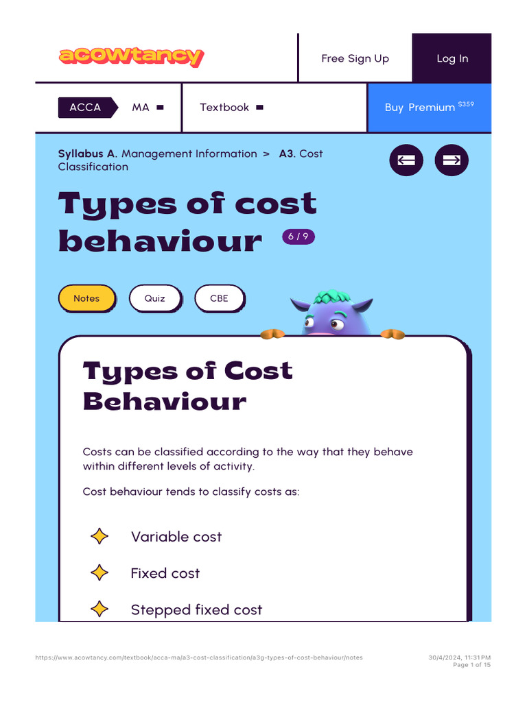 ACCA MA Notes - A3g. Types of Cost Behaviour aCOWtancy Textbook | PDF ...