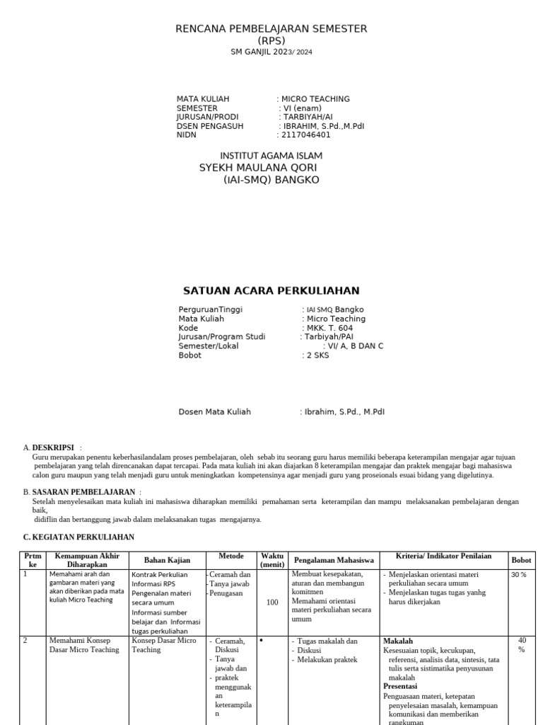 RPS Micro Teaching, Ibrahim | PDF