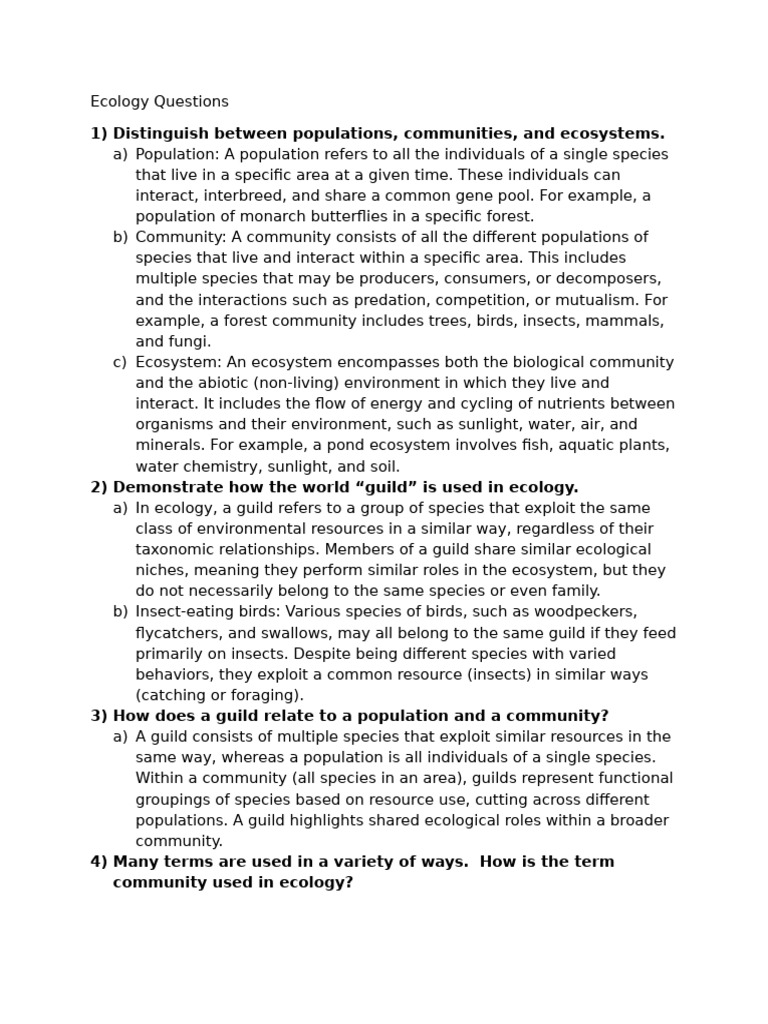 Ecology Questions | PDF | Herbivore | Mimicry