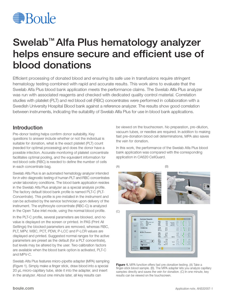 AN Swelab Alfa Plus Blood Bank Application - ANS - 32007-1 | PDF ...