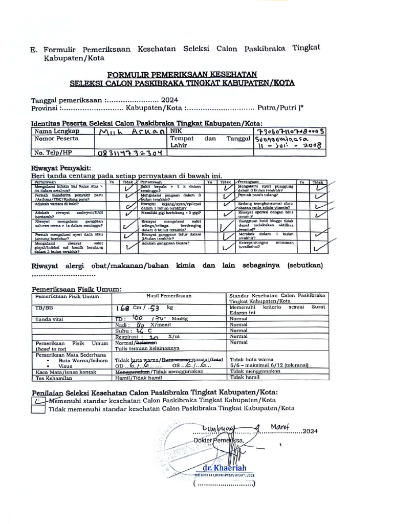 E.formulir Kesehatan | PDF