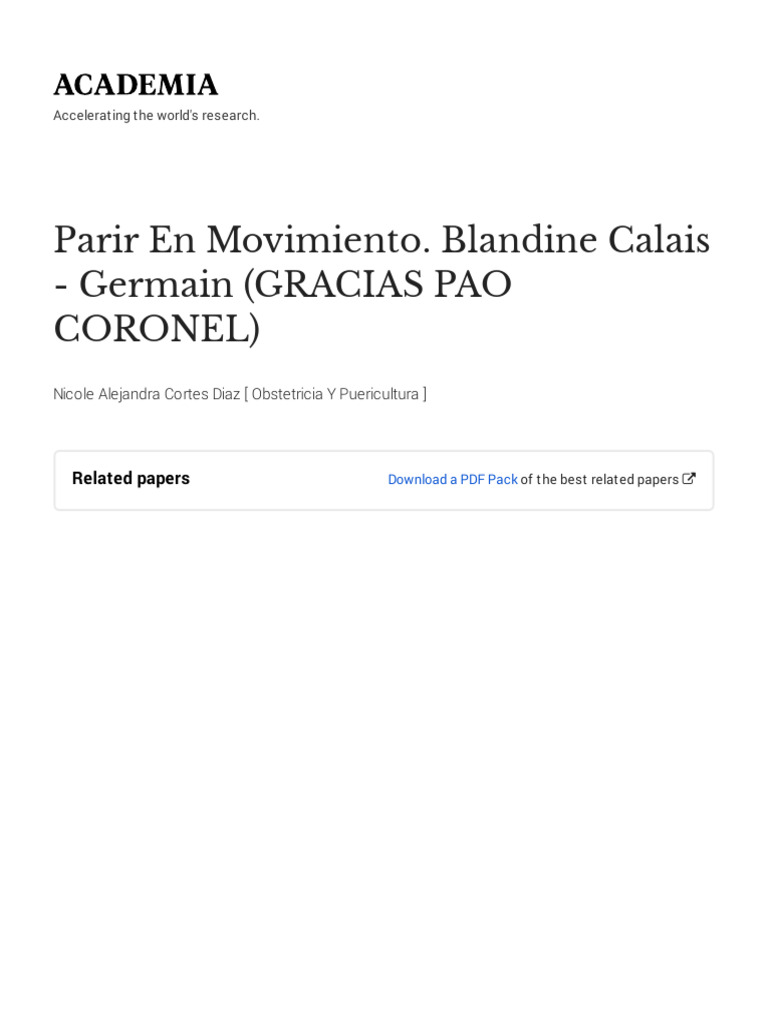 Parir en Movimiento Blandine Calais Germain Gracias Pao Coronel PDF ...