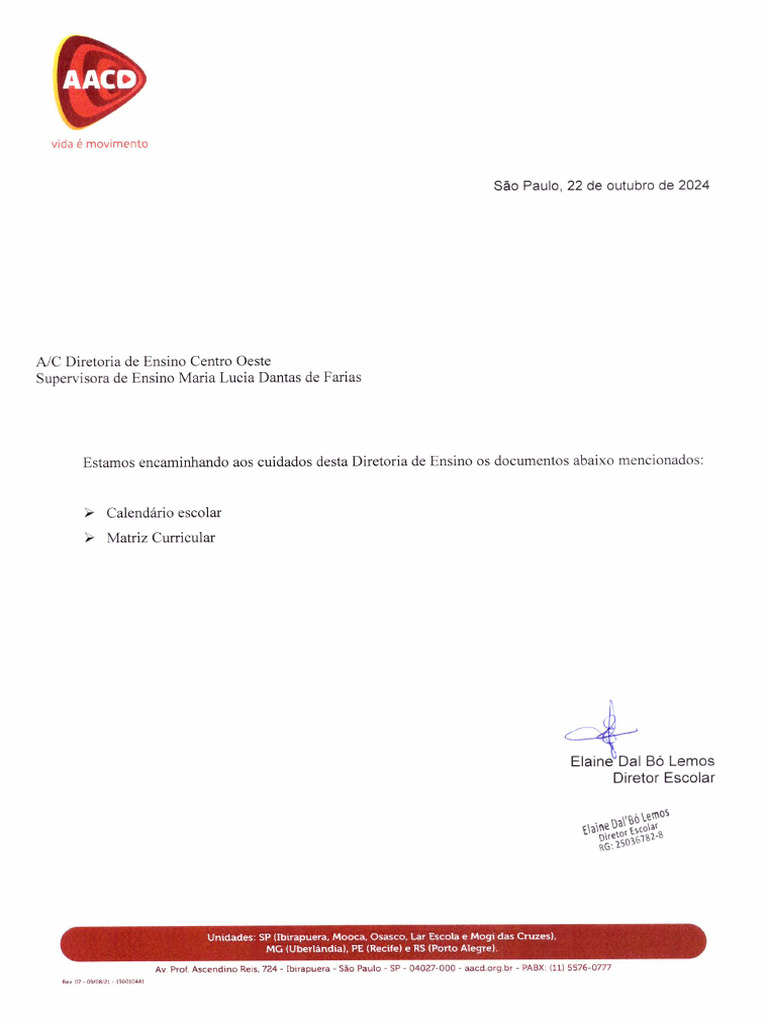 Calendário e Matriz Curricular 2024 | PDF