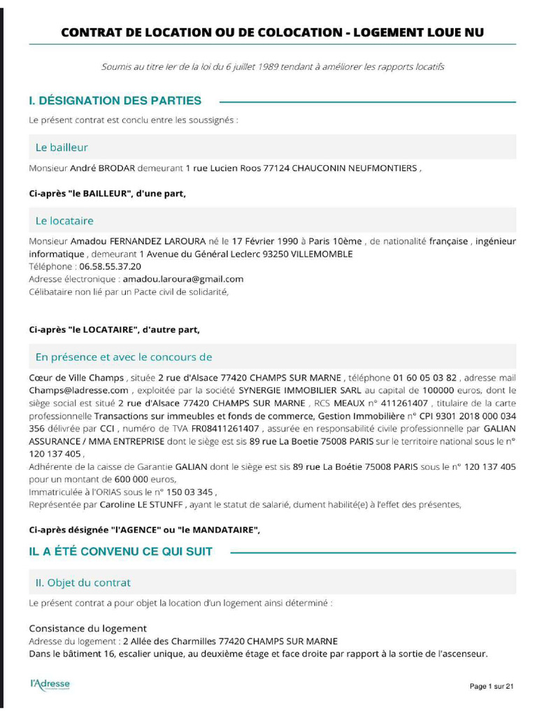 Contrat de Location | PDF