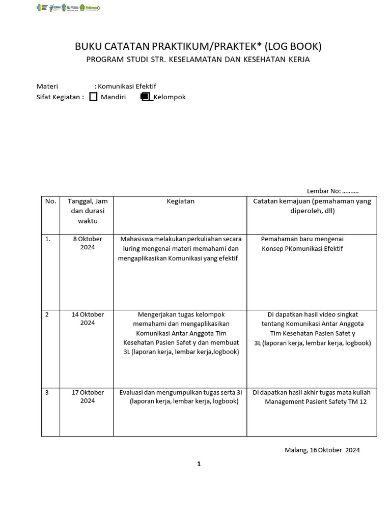 TM12 - Logbook - Kelompok 3a - MPS | PDF
