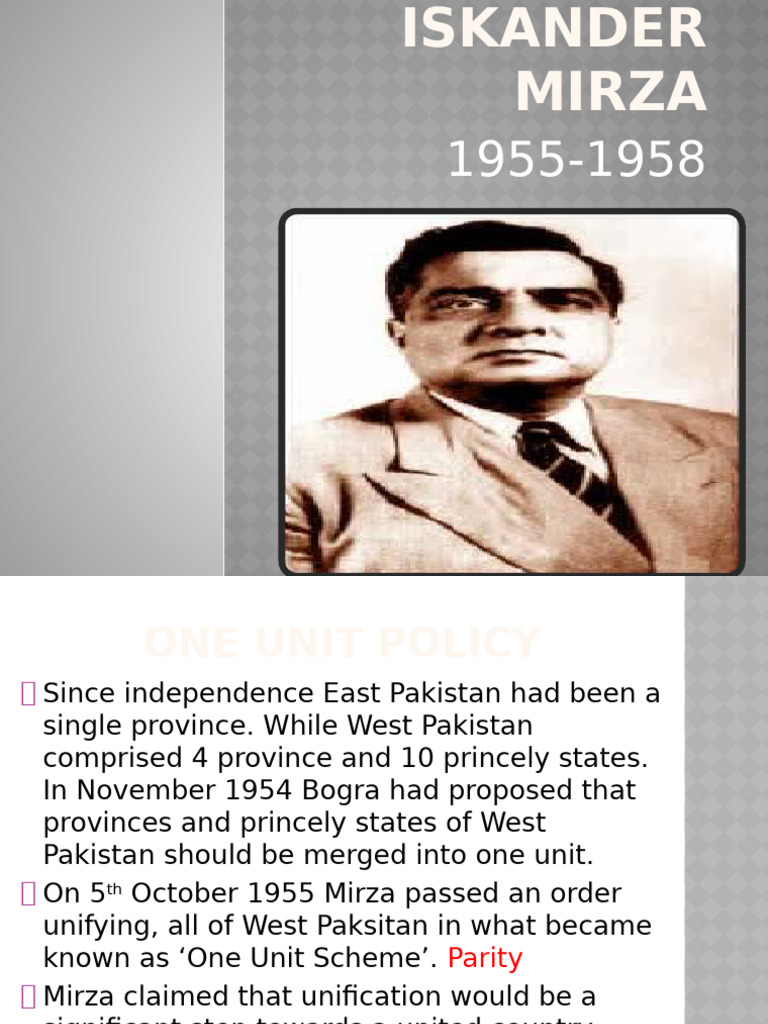 Iskander Mirza Presentation | PDF | Government | Pakistan