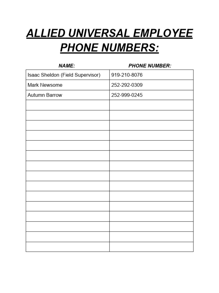 Phone Numbers | PDF