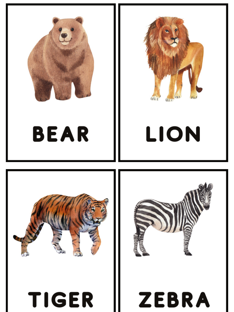 Wild Animals Flashcard | PDF