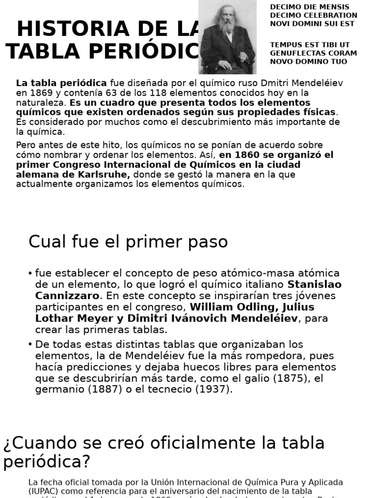 Origen y evolución de la tabla periódica | PDF | Tabla periódica | Química