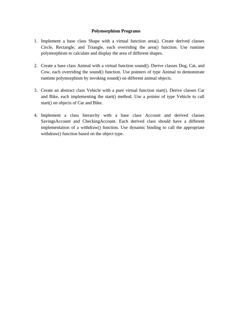 Polymorphism Programs | PDF