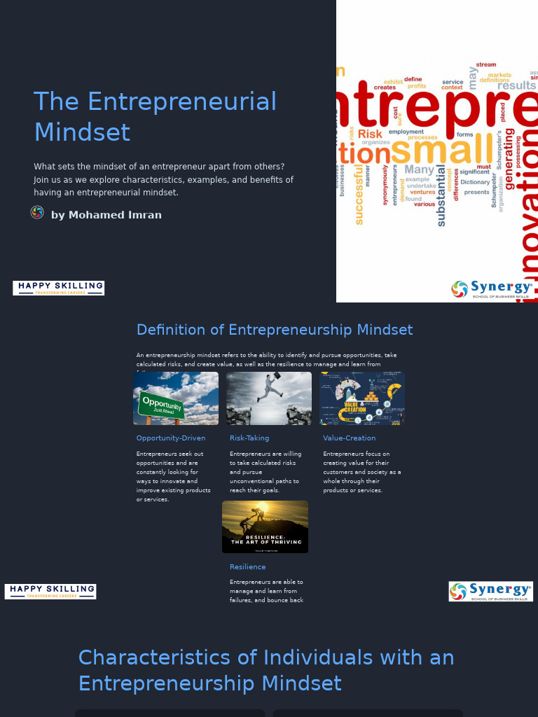 Entrepreneurial Mindset: Key Traits & Benefits | PDF | Entrepreneurship ...