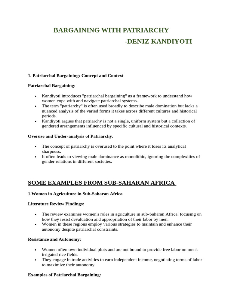 Understanding Patriarchal Bargaining Dynamics | PDF | Patriarchy | Marriage