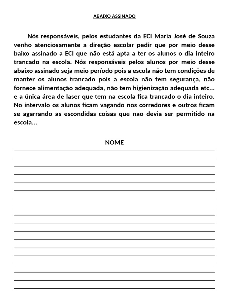 ABAIXO ASSINADO | PDF ABAIXO ASSINADO | PDF