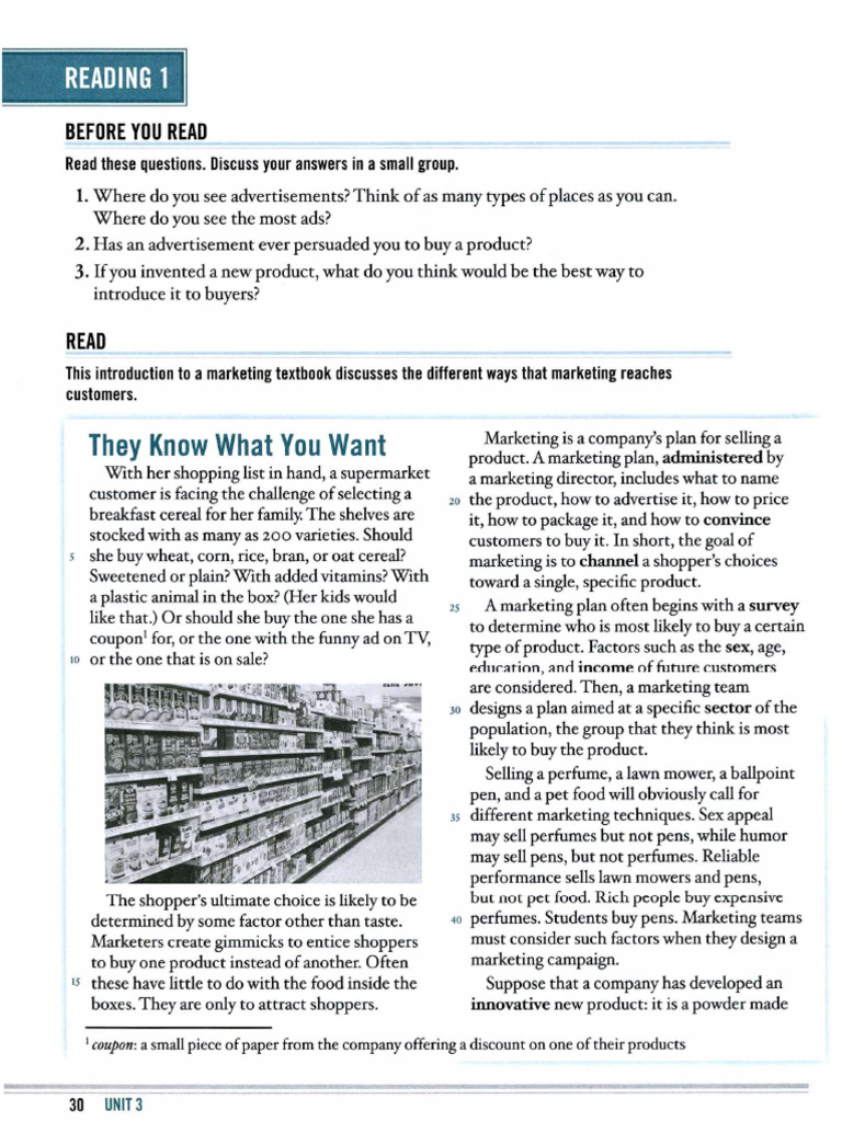 Inside Reading Book 1 - Unit 3 | PDF