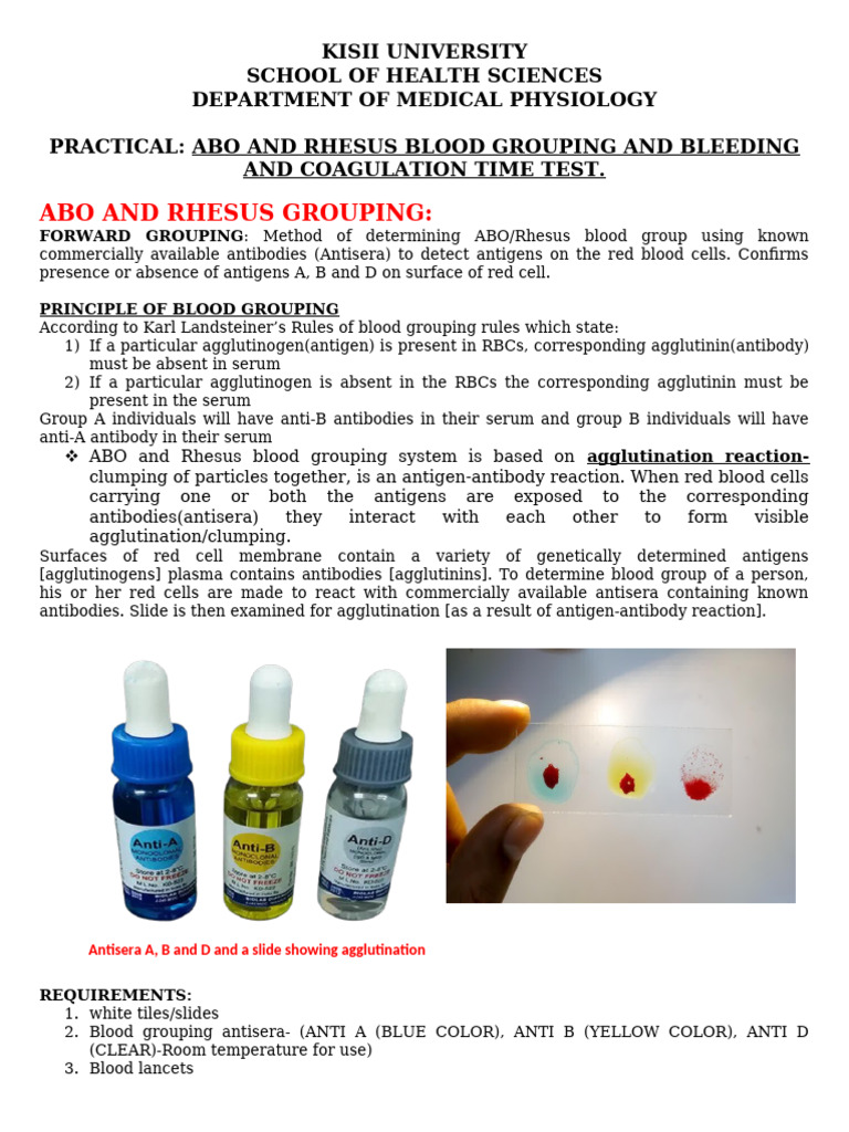 Abo Grouping, Bleeding Time, Coagulation MBCHB, Bpharm 2024 | PDF ...