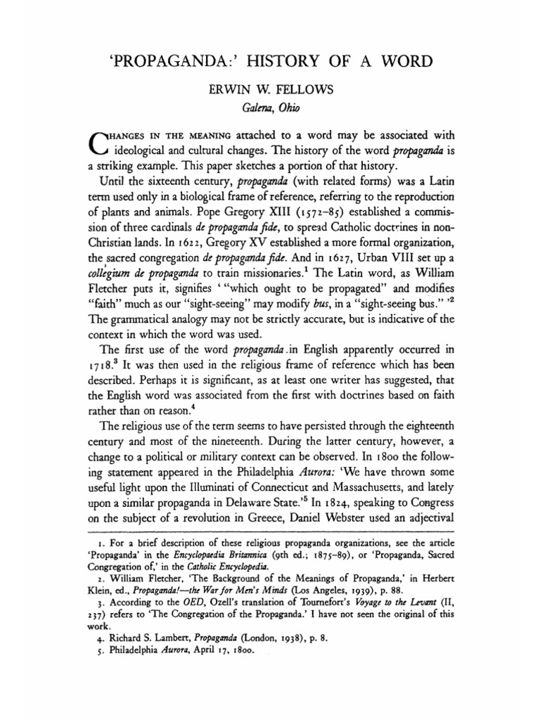 Propaganda, History of A Word p.182-189 | PDF