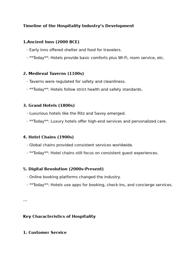 Evolution of the Hospitality Industry | PDF