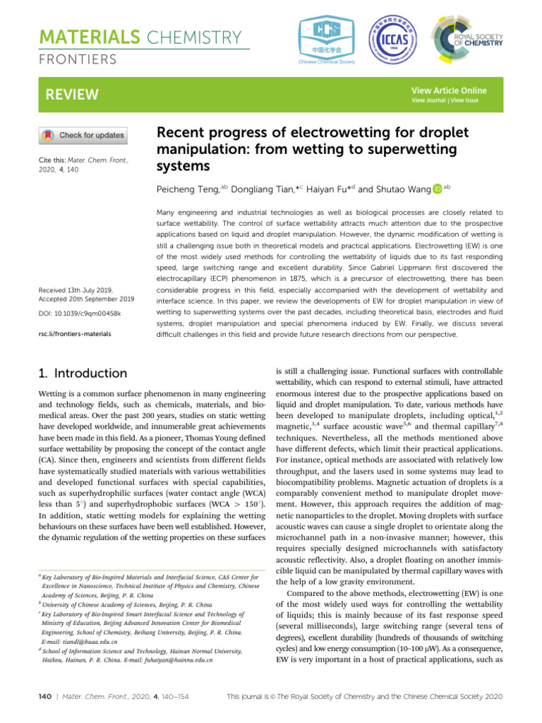 Advances in Electrowetting Systems | PDF | Wetting | Capacitor
