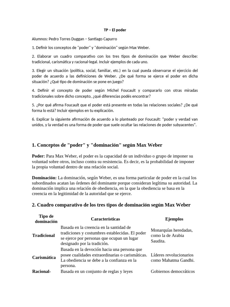 Poder y dominación según Weber y Foucault | PDF | Verdad | Michel Foucault