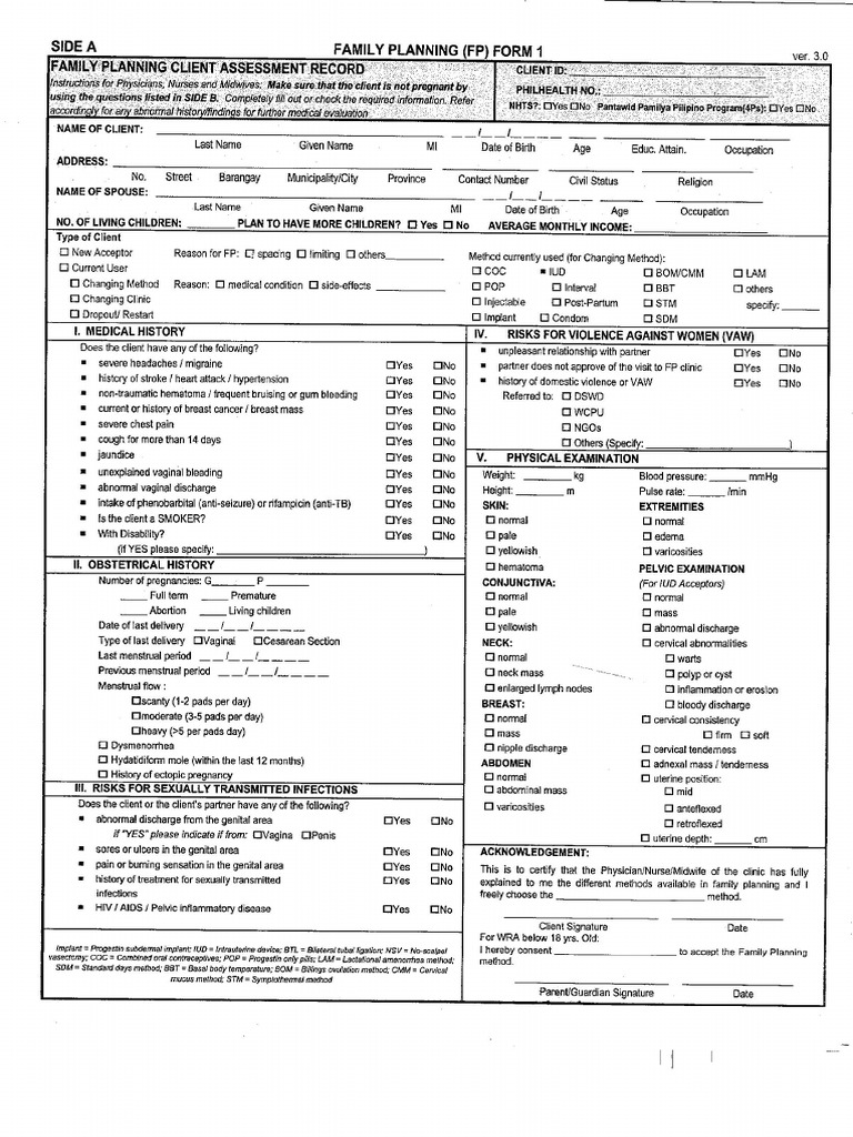 FP Form 1 Ver 3.0 | PDF