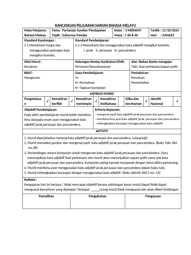 RPH BM T1 Minggu 28 2024 Jumaat | PDF