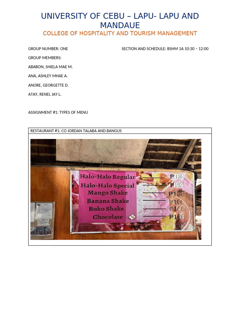 GROUP-1-5-MENU | PDF