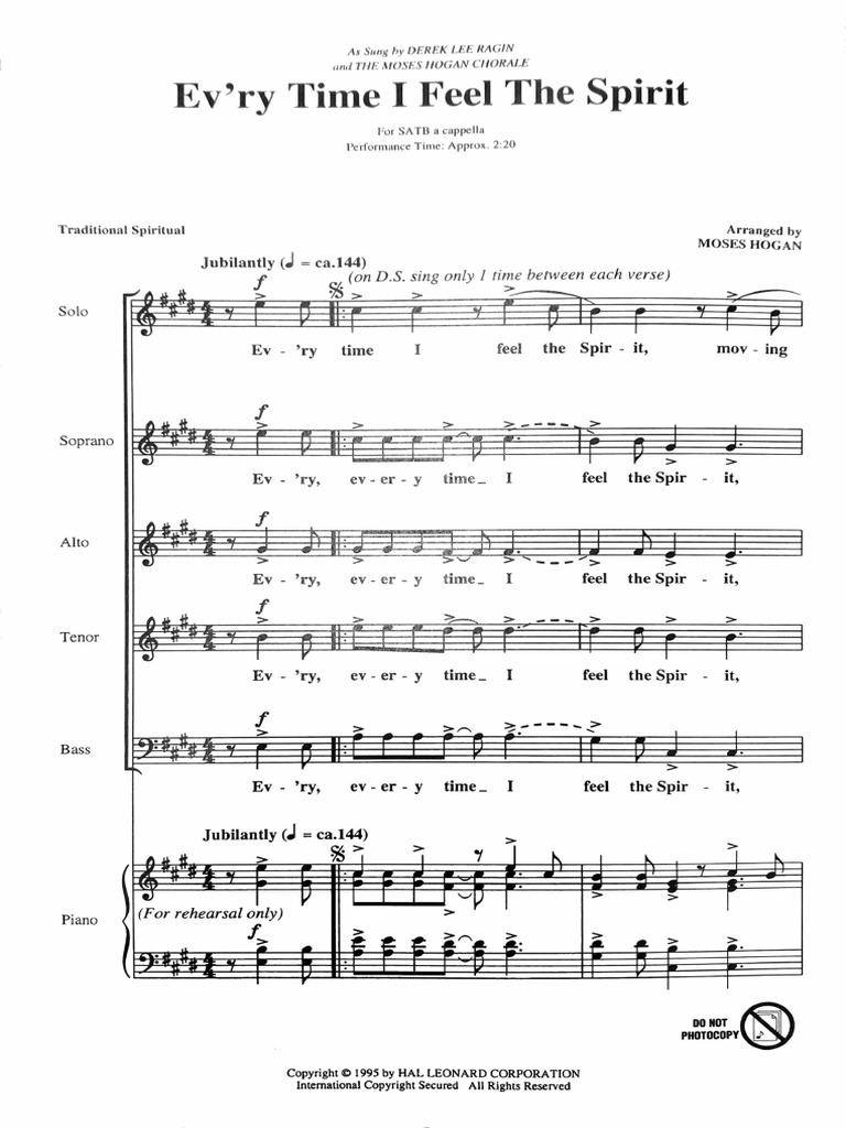 Every Time I Feel The Spirit | PDF