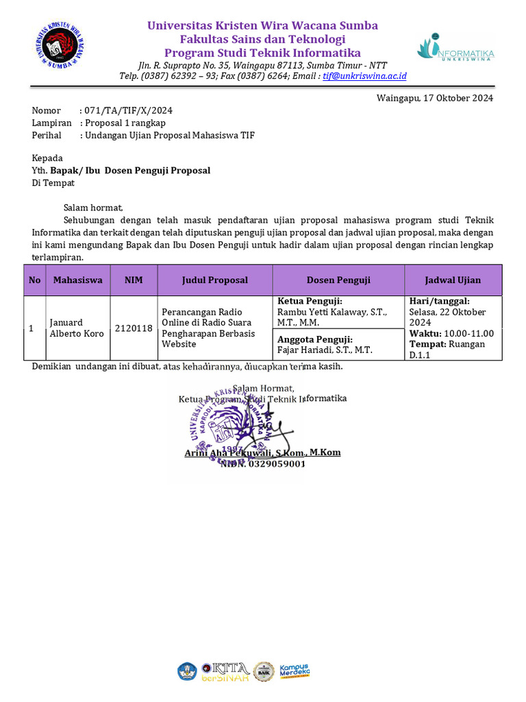 071TATIFIX2024 - Undangan Ujian Proposal TIF 2024 | PDF