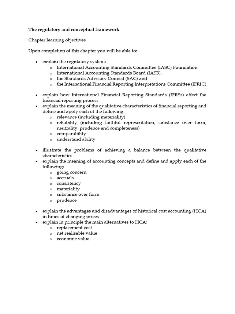 Chapter 21 Regulatory and Conceptual Framework | PDF | Historical Cost ...
