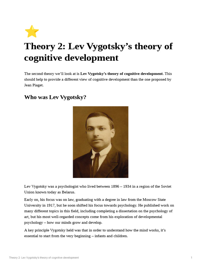 5 - Theory 2 - Lev Vygotsky's Theory of Cognitive Development | PDF ...