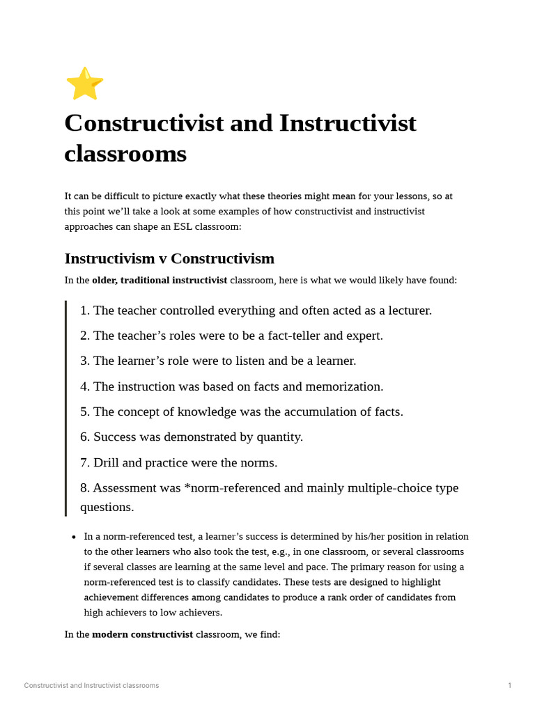 7- Constructivist and Instructivist classrooms | PDF | Constructivism ...