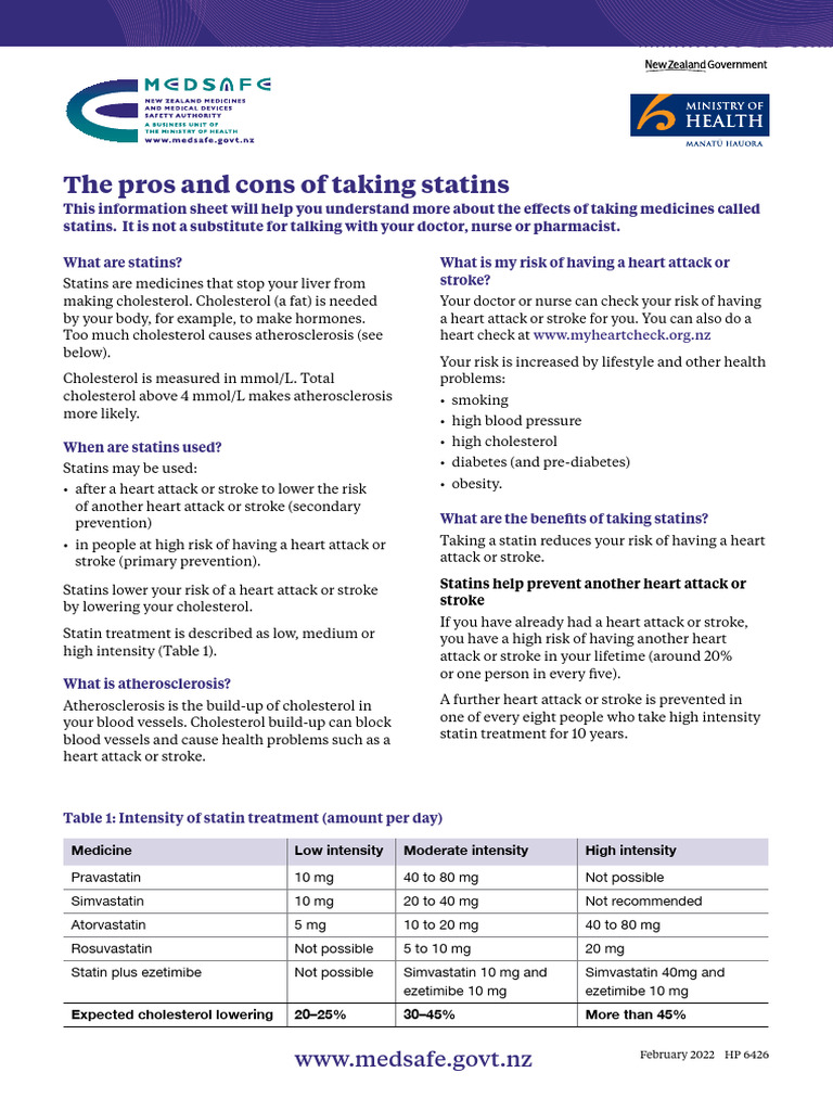 Pros and Cons of Statins | PDF | Statin | Stroke
