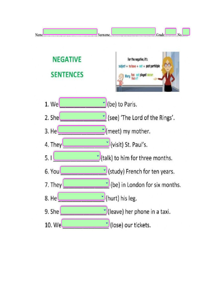Present Perfect Negative and Interrogative | PDF