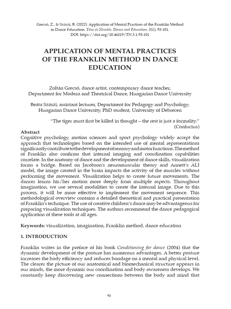 Franklin Method in Dance Education | PDF | Vertebral Column | Mental Image