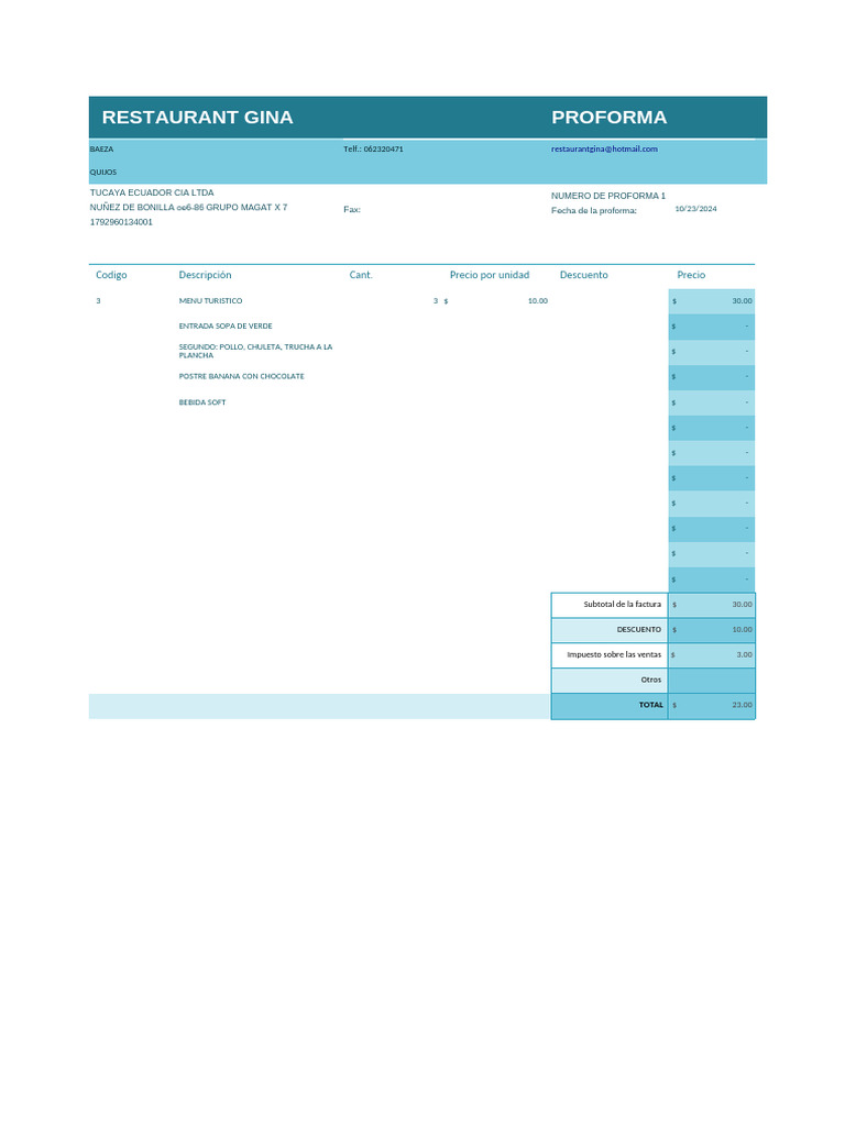 Modelo Proforma | PDF