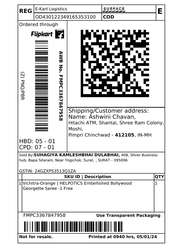 quickAItools Flipkart 1704427873775 Flipkart Labels 05 Jan 2024 09 40 ...