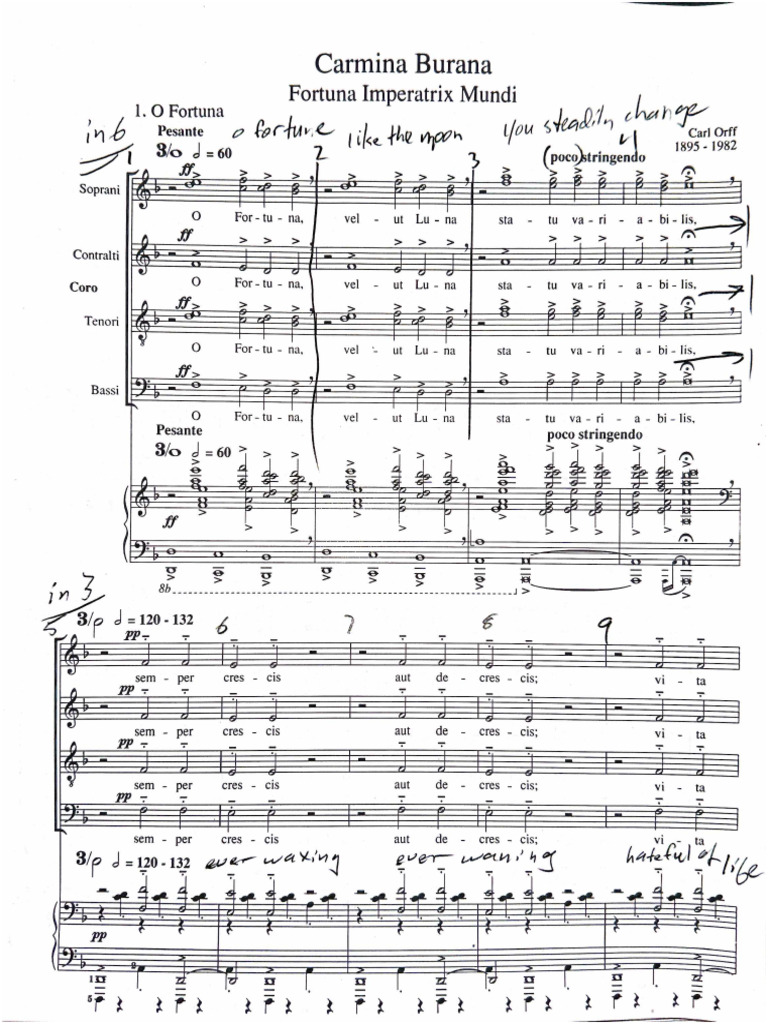 O Fortuna - Carmina Burana - Carl Orff Marked | PDF