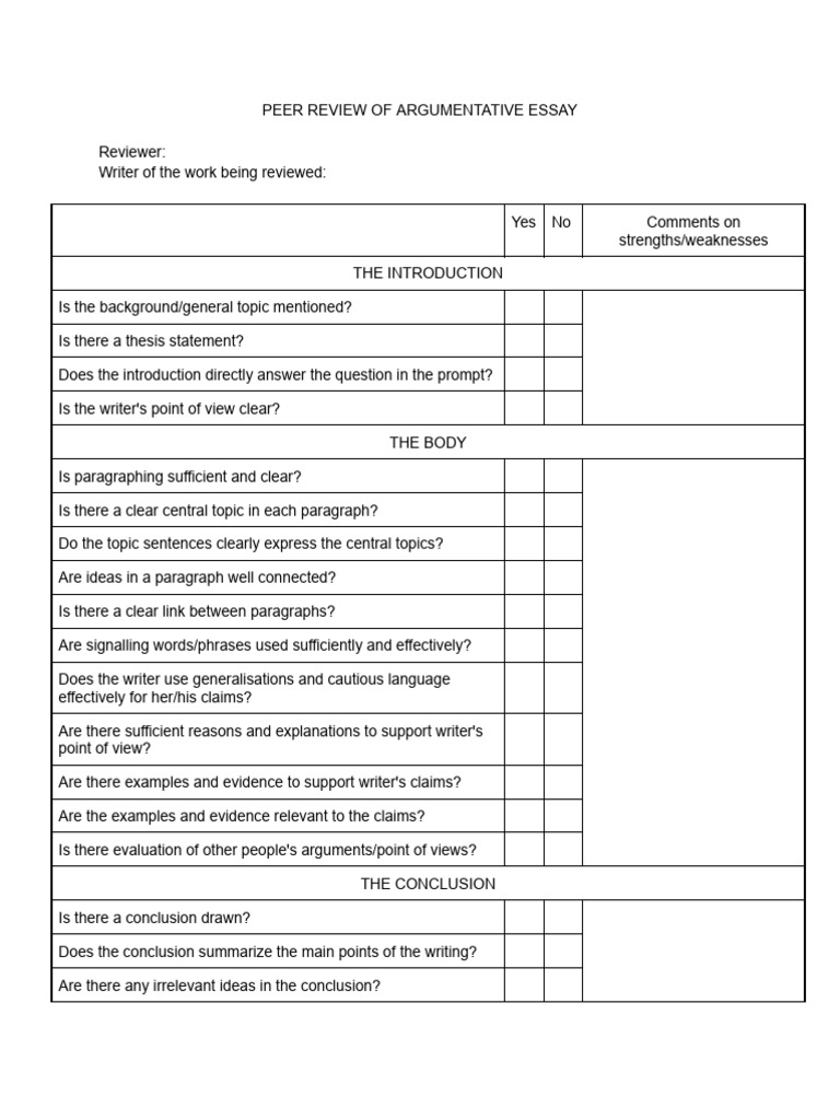 Peer Review Form | PDF