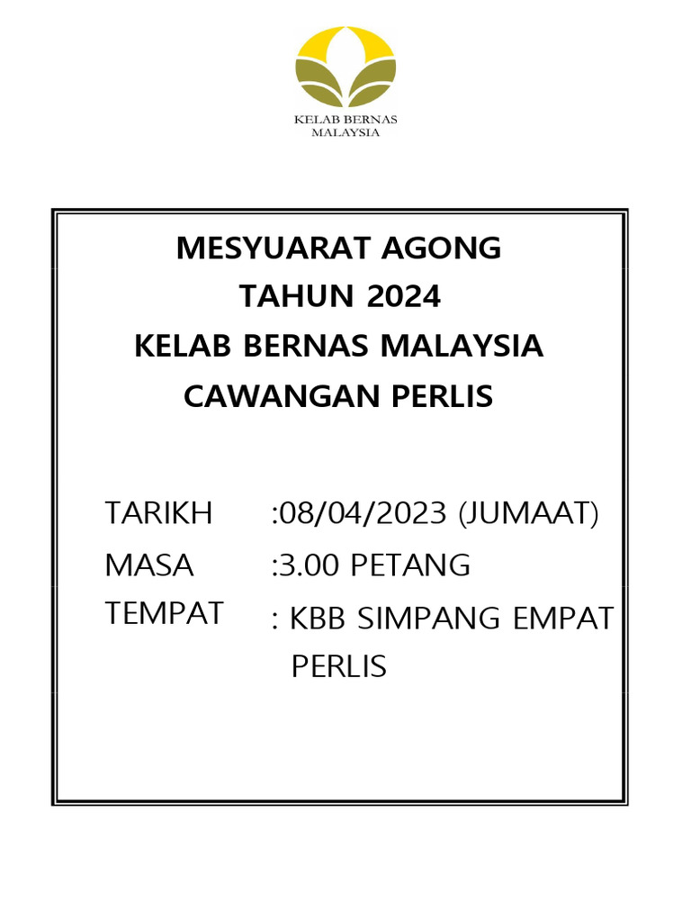 Minit Mesyuarat Agung 2024 New | PDF