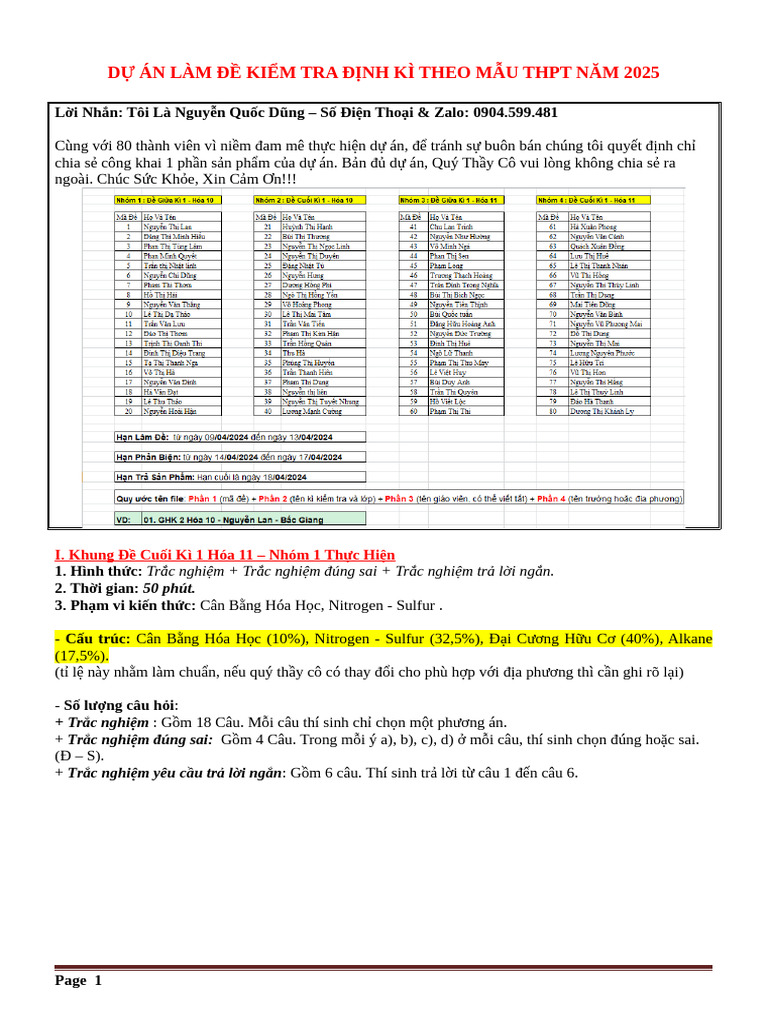 Hóa 11 - CK1 - Cảnh - Nam Định | PDF