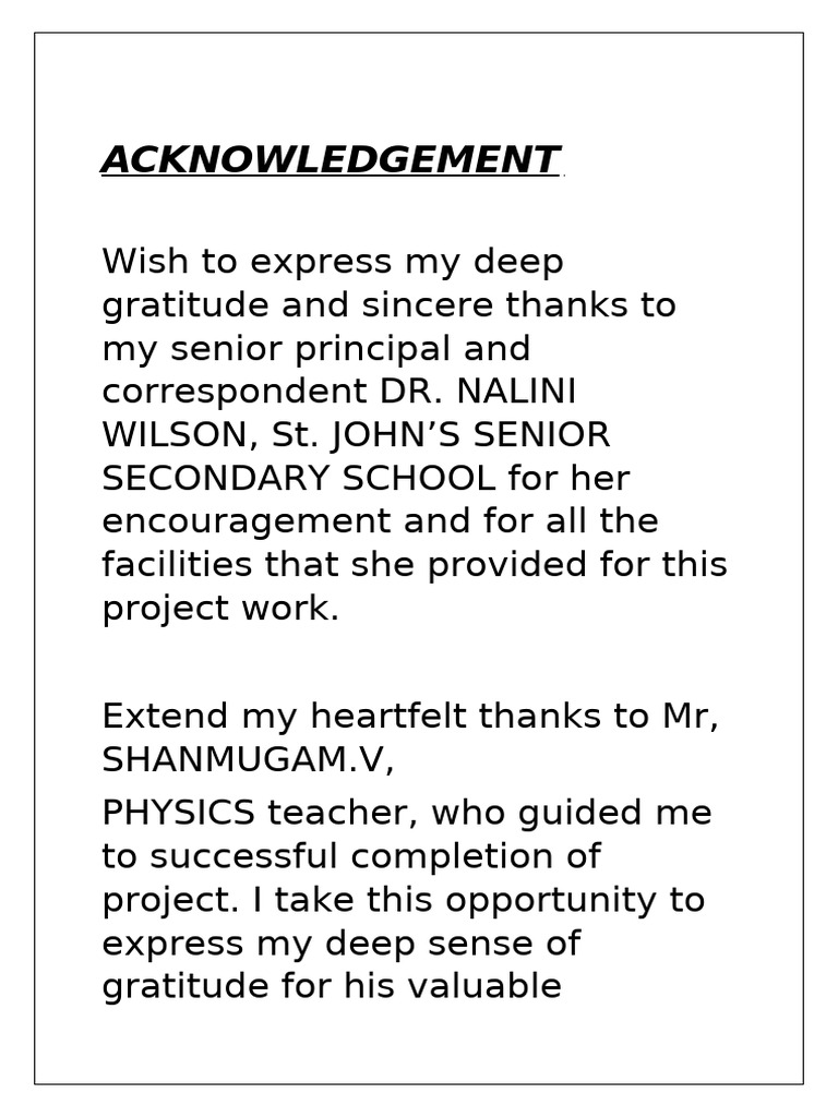 Acknowledgement PDF | PDF