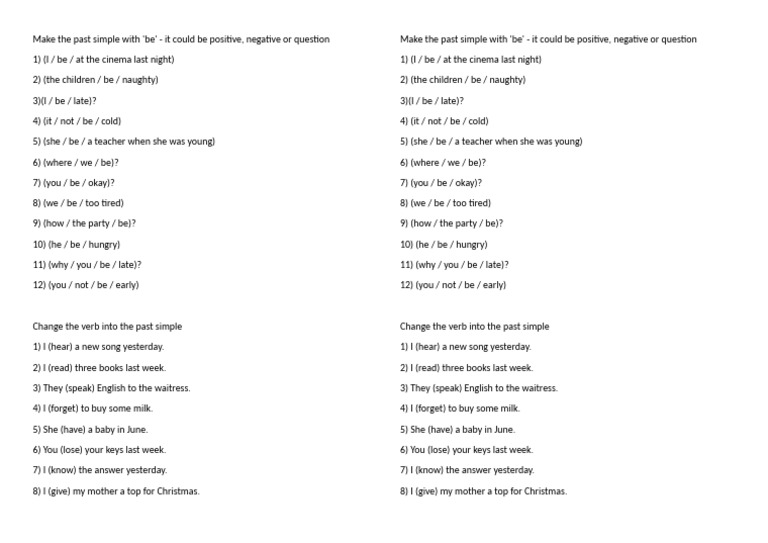 Simple Past Exerc 7th Y - 02 May | PDF