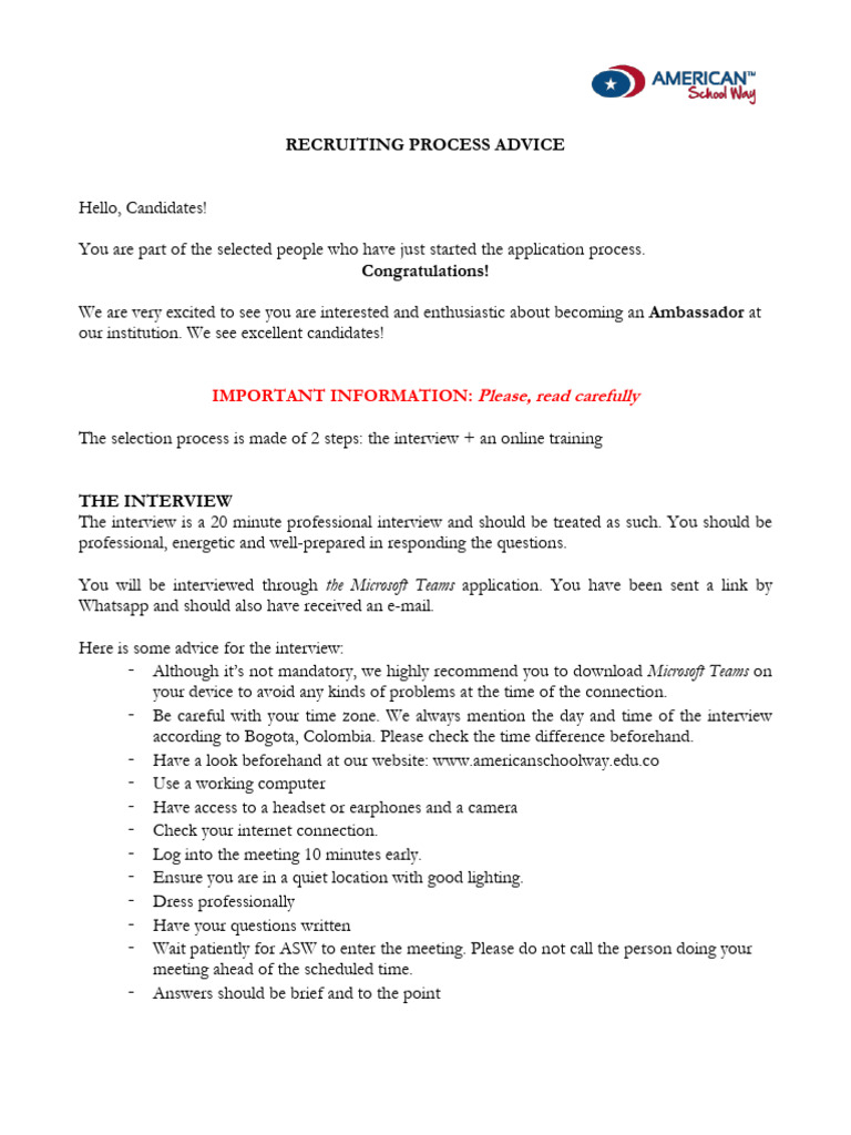 Recruiting Process Advice | PDF