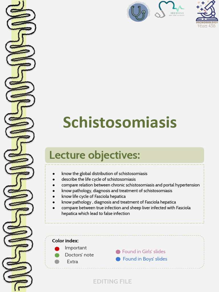 L13-Schistosomiasis | PDF | Parasitology | Medical Specialties