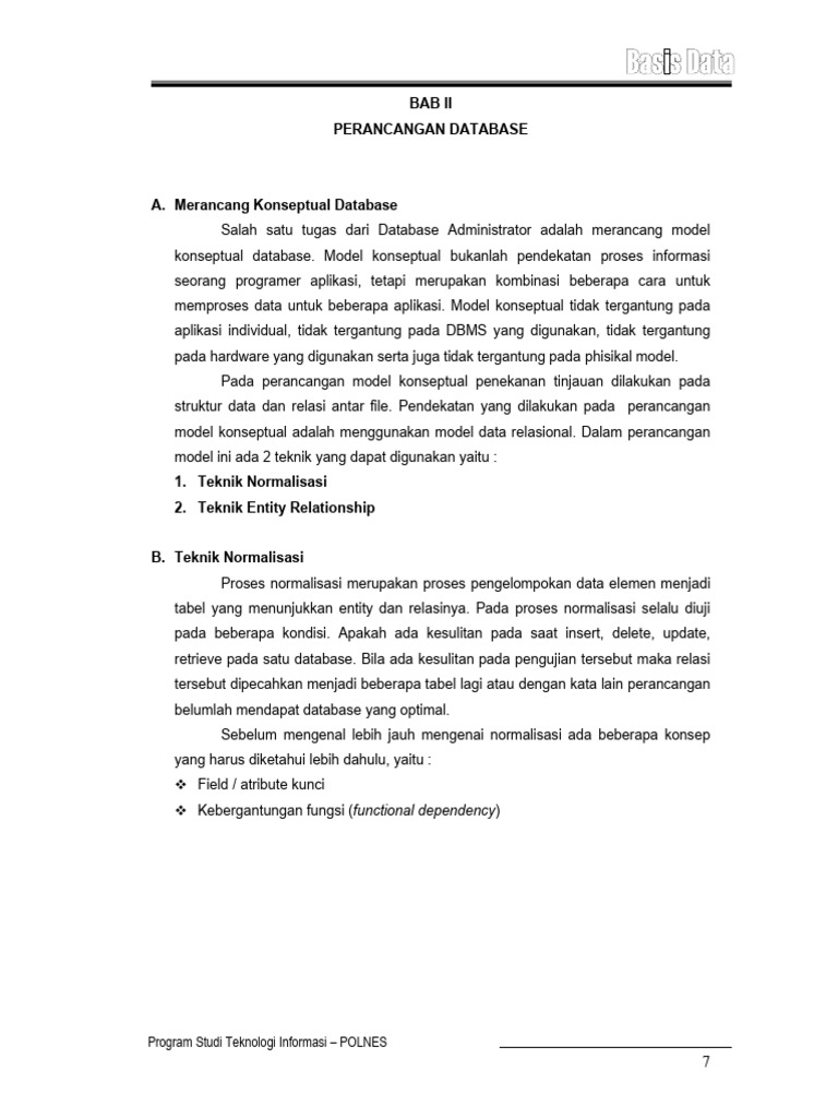 Perancangan Database: Normalisasi dan Kunci | PDF