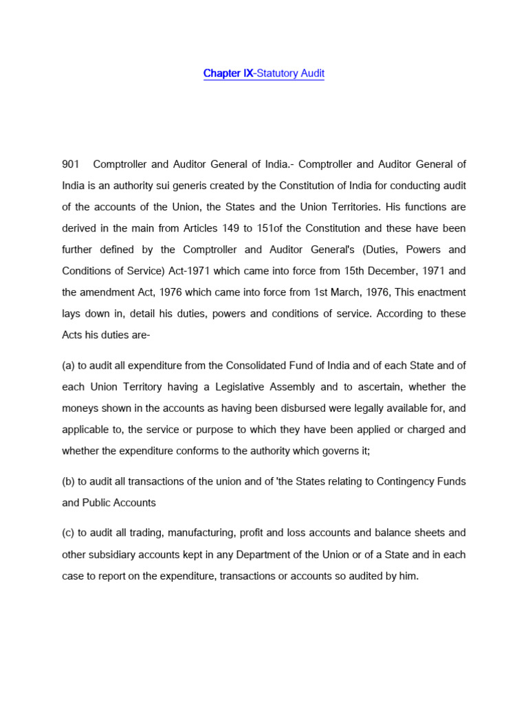 Statutory Audit by CAG of India | PDF | Audit | Debits And Credits
