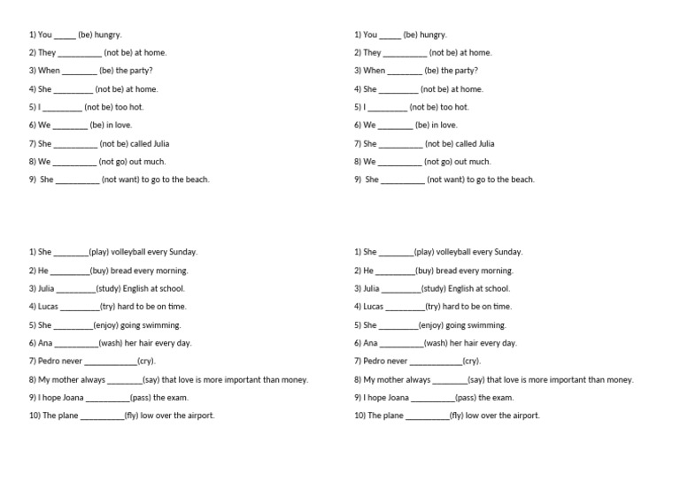 Simple Present - 3rd Person Singular Exercises - 7-8th | PDF | Language ...