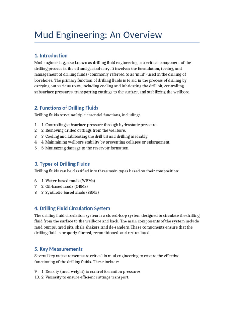 Mud_Engineering_Overview | PDF | Oil Well | Chemical Engineering